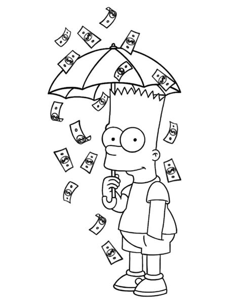 Bart Simpson Outline Pdf Coloring Page Free Printable Pdf