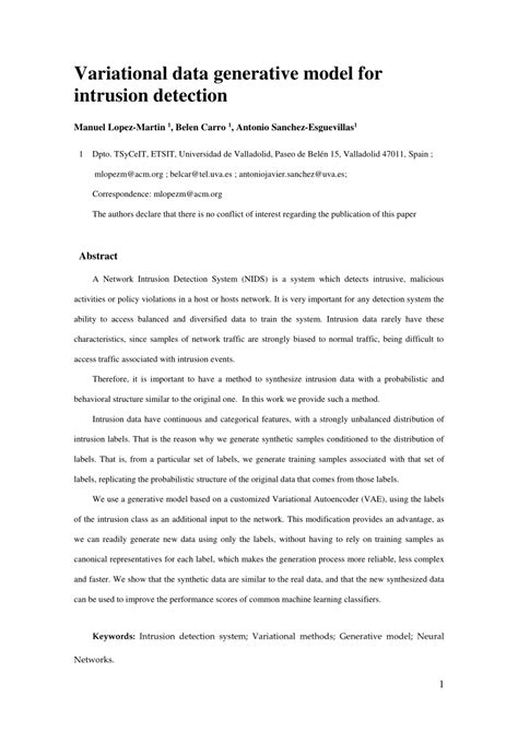 Pdf Variational Data Generative Model For Intrusion Detection