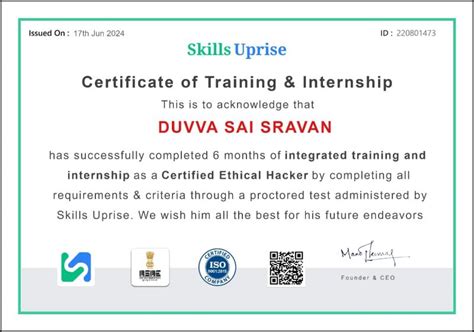 Cybersecurity Ethicalhacking Certification Internship Training Skillsuprise Awetecks