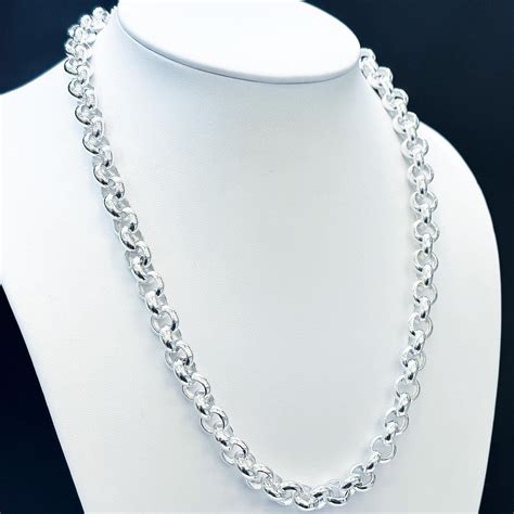 Big Heavy 925 Sterling Silver Belcher Chain 10mm Rolo Chain Chunky
