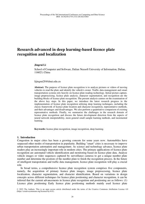Pdf Research Advanced In Deep Learning Based Licence Plate Recognition And Localization