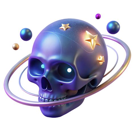 Cosmic Skull Planets Stars And Rings 56410240 Png