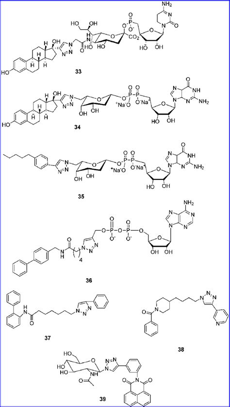 Chemical Structures Of Transferase Inhibitors Synthesized Via Click