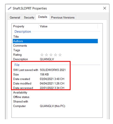 Cách hiển thị SOLIDWORKS File Version trong Windows Explorer