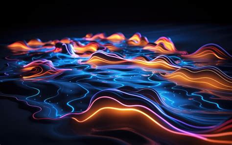 Premium AI Image Abstract Background With Neon Glowing Lines
