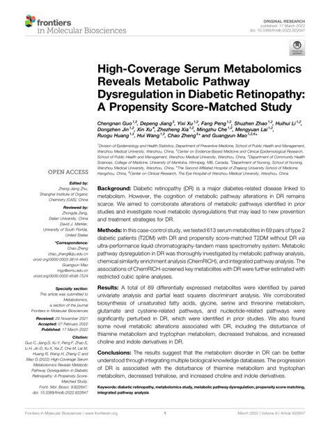[pdf] High Coverage Serum Metabolomics Reveals Metabolic Pathway Dysregulation In Diabetic