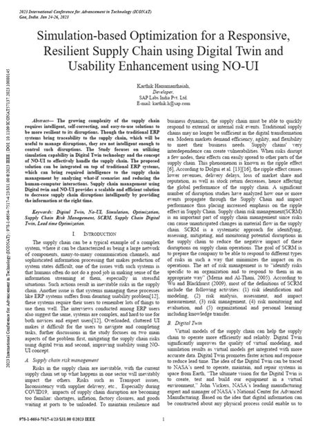 Simulation Based Optimization For A Responsive Resilient Supply Chain