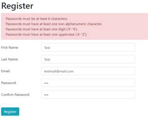 Angular Custom Validators And Error Handling With ASP NET Core Identity