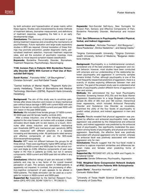 Pdf T191 Sex Differences In Psychopathy Predict Physical Verbal