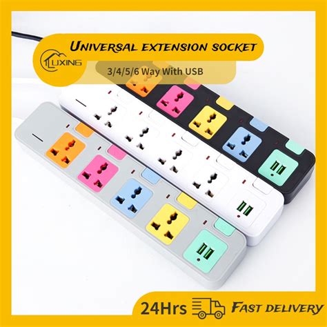 Universal Extension Socket 3 4 5 6way Fast Charge Power Socket With Usb