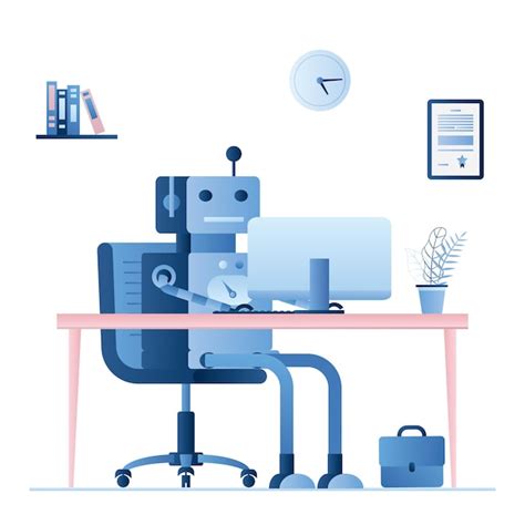 premium vector robot or chatbot on workplace ai working without