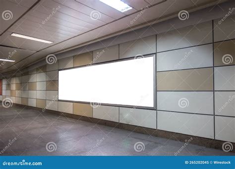 Long Empty Hallway With White Screens On The Wall Stock Image Image