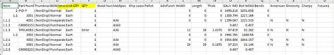 exporting bom without model state columns to match manual workflow