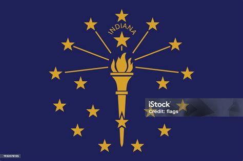 인디애나 국기입니다 플래그 아이콘입니다 표준 색상 표준 크기 직사각형 플래그입니다 컴퓨터 일러스트레이션 디지털 일러스트레이션 벡터 일러스트 레이 션입니다 0명에 대한 스톡