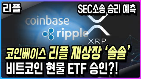 리플 리플의 승리 예감 코인베이스 재상장 발언 관연 올해안에 현물 Etf 승인 될까요 리플의 전망 알려드립니다 리플 리플전망 Xrp Youtube