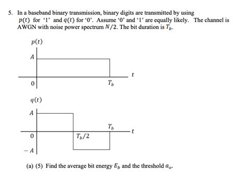 solved 5 in a baseband binary transmission binary digits