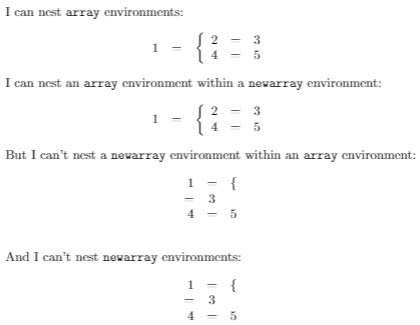 Xparse Redefined Array Environment Can T Be Nested TeX LaTeX Stack Exchange