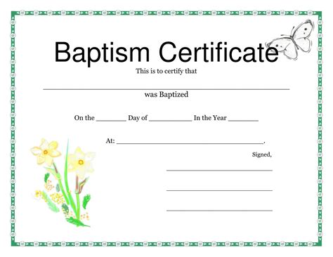 Free Printable Baptism Certificate Templates Pdf Word Fillable