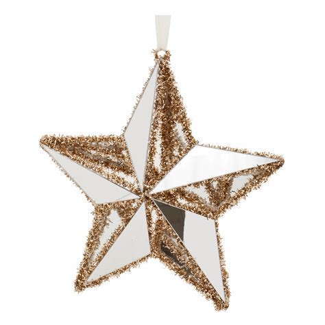 Gold Tinsel Star Ornament Set Of 12 Sauders Nursery Llc