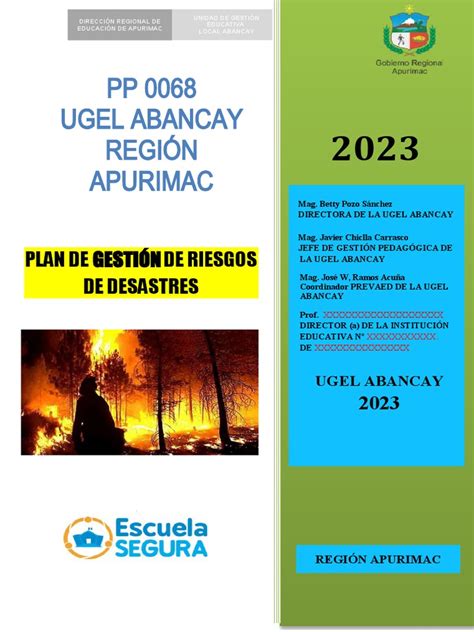 Plan De Gestion De Riesgos De Ii Ee 2023 Pdf