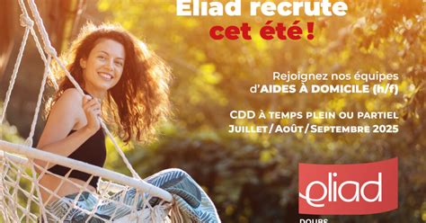 Offre Demploi Eliad Recrute Des Aides à Domicile H F Pour Lété •