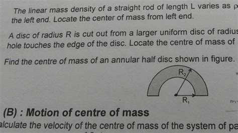 The Linear Mass Density Of A Straight Rod Of Length L Varies As ρ The Lef