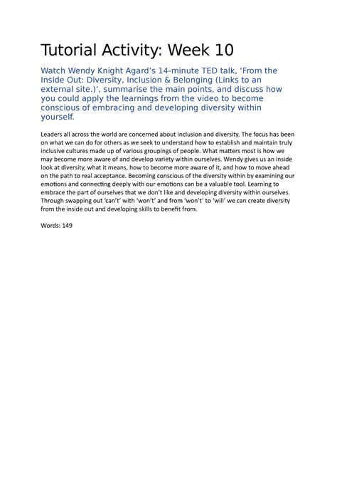 Week Tutorial Tutorial Activity Week Watch Wendy Knight Agards Minute TED Talk