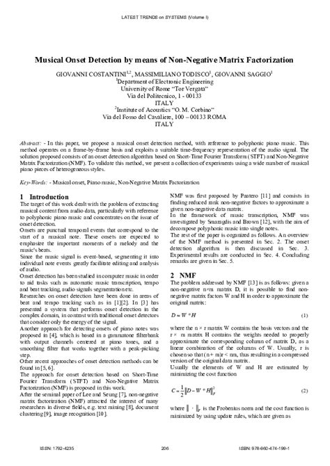 Pdf Musical Onset Detection By Means Of Non Negative Matrix Factorization