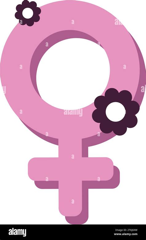 Isolated Female Gender Symbol Icon With Pair Of Flowers Vector Stock