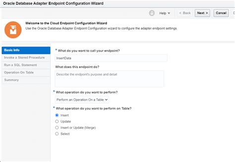 Insert Data In On Premise Database Instance In Oic Instance