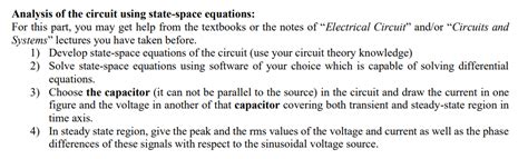 Solved Analysis Of The Circuit Using State Space