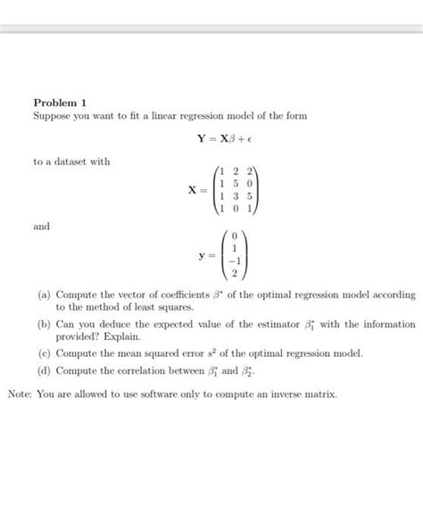Solved Problem Suppose You Want To Fit A Linear Regression Chegg