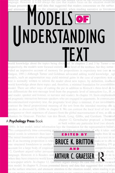 Models Of Understanding Text Taylor And Francis Group