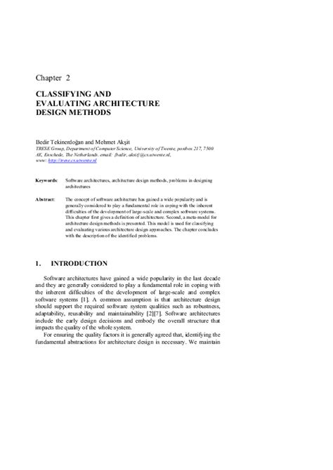 Pdf Classifying And Evaluating Architecture Design Methods
