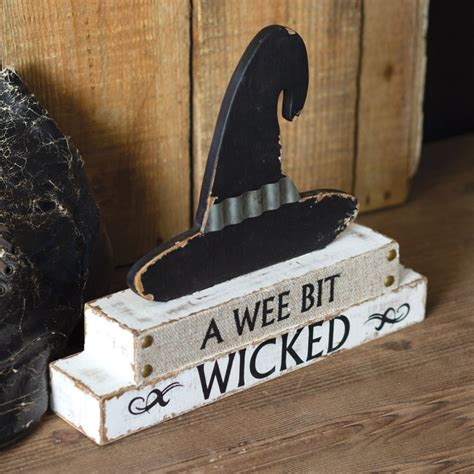 A Wee Bit Wicked Tabletop Sign Farmhouse Halloween Décor