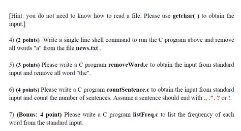 Hint You Do Not Need To Know How To Read A File Chegg Com
