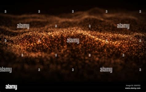 Abstract Flowing Smooth Surface Fractal Waves Background From Blinking Particles Grid Mesh Of