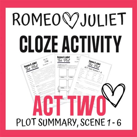 Romeo And Juliet Plot Cloze Activity Act Two By Sunshine Shakespeare