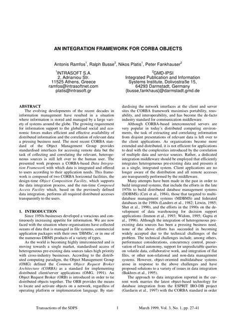 Pdf An Integration Framework For Corba Objects
