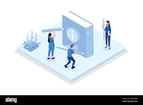 Characters Contacting With Helpdesk Service Isometric Vector Modern Illustration Stock Vector