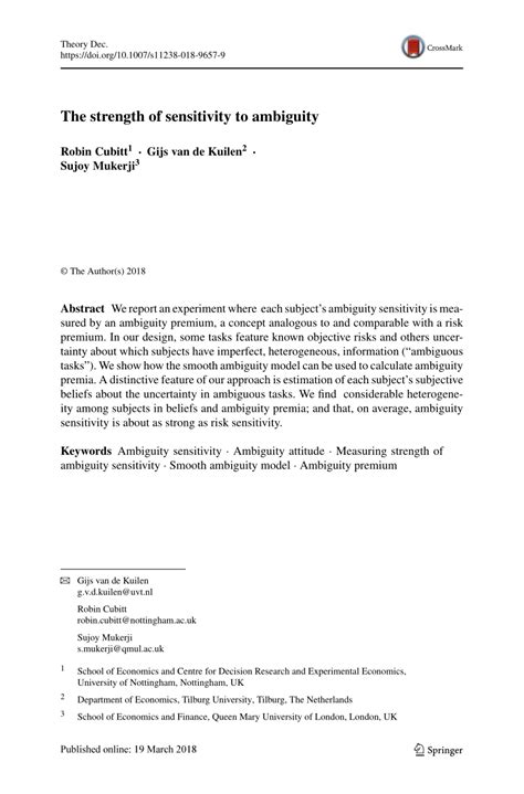 Pdf The Strength Of Sensitivity To Ambiguity