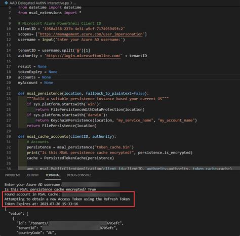 interactive authentication to microsoft graph using msal with python