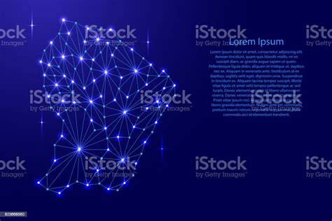 프랑스령 기아나 지도 다각형 모자이크 라인 네트워크 광선 및 벡터 일러스트 레이 션의 공간 별 0명에 대한 스톡 벡터 아트 및