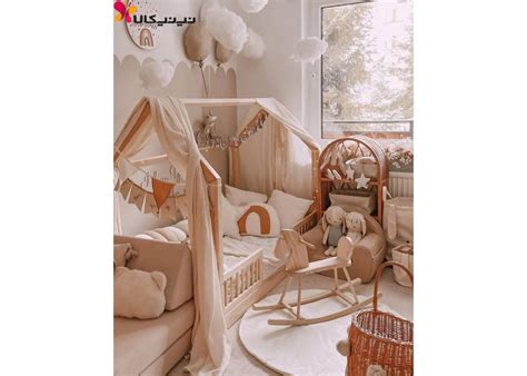 تخت کلبه ای تمام چوب نوجوان آمیسا مدل بی بی هاوس نی نی کالا