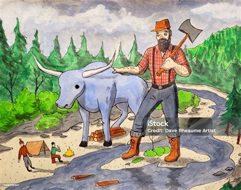 Paul Bunyan And Babe The Blue Ox Stock Illustration Download Image