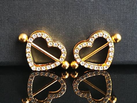 Heart Shaped Nipple Shields Nipple Ring With Cubic Zirconia Crystals