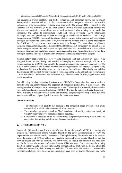 Cross Layer Based Congestion Free Route Selection In Vehicular Ad Hoc Networks Pdf