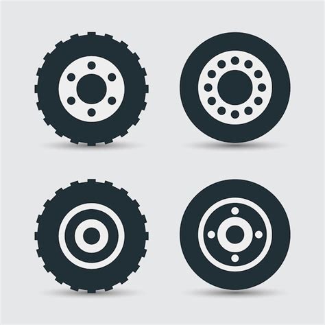 검은 자동차 타이어 아이콘 디자인 벡터의 컬렉션 프리미엄 벡터
