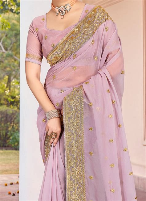 Buy Elegant Lavender Sarees Online At Cbazaar