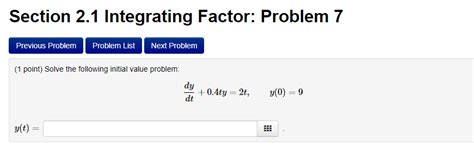 solved section 2 1 integrating factor problem 7 previous